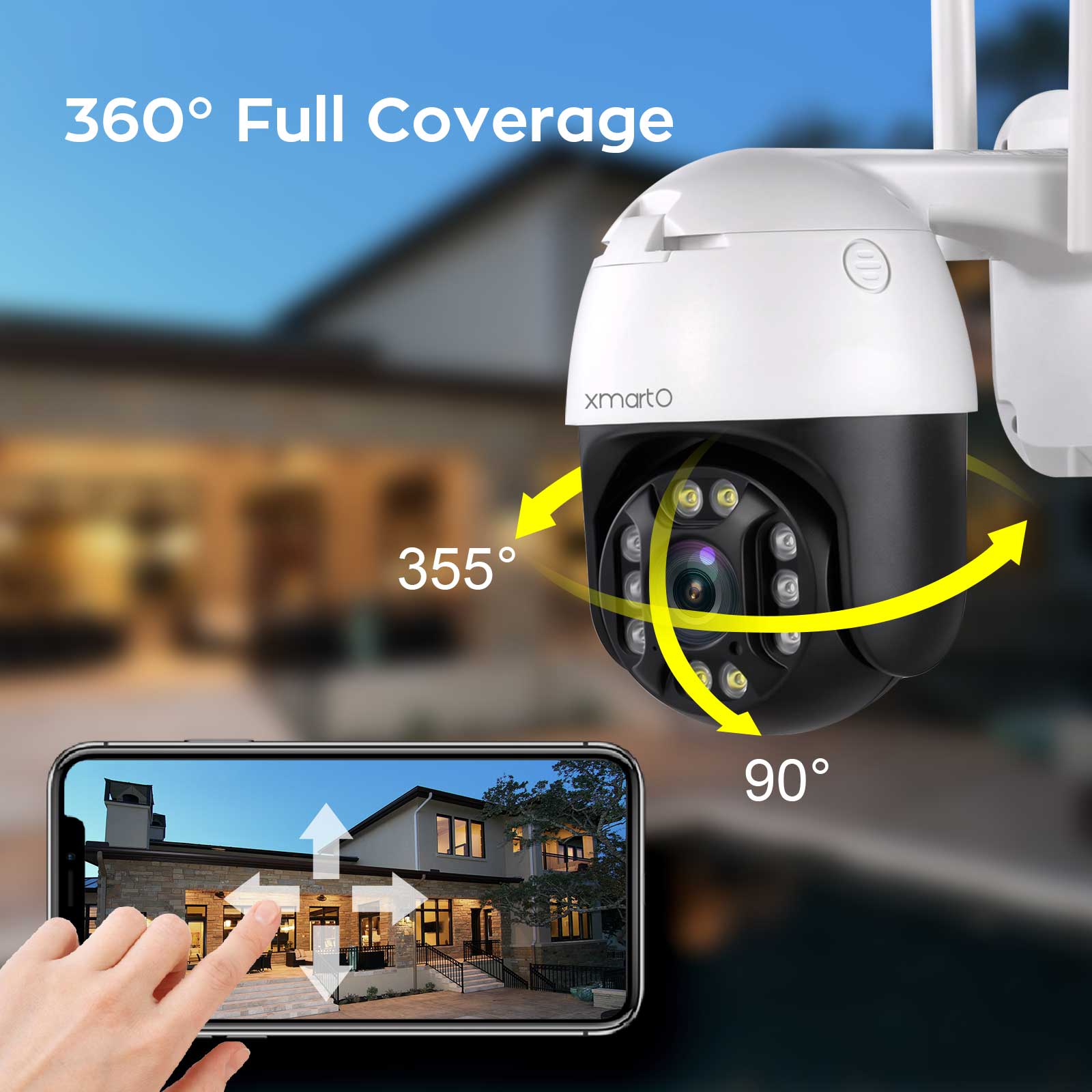 XMARTO 2K Auto-Track Rotation Wireless Security Camera WiFi AC Powered ...