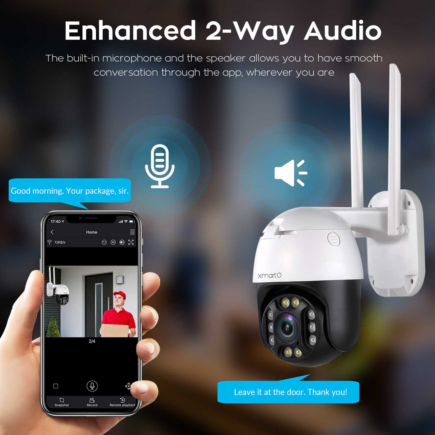 XMARTO 2K Auto-Track Rotation Wireless Security Camera WiFi AC Powered ...