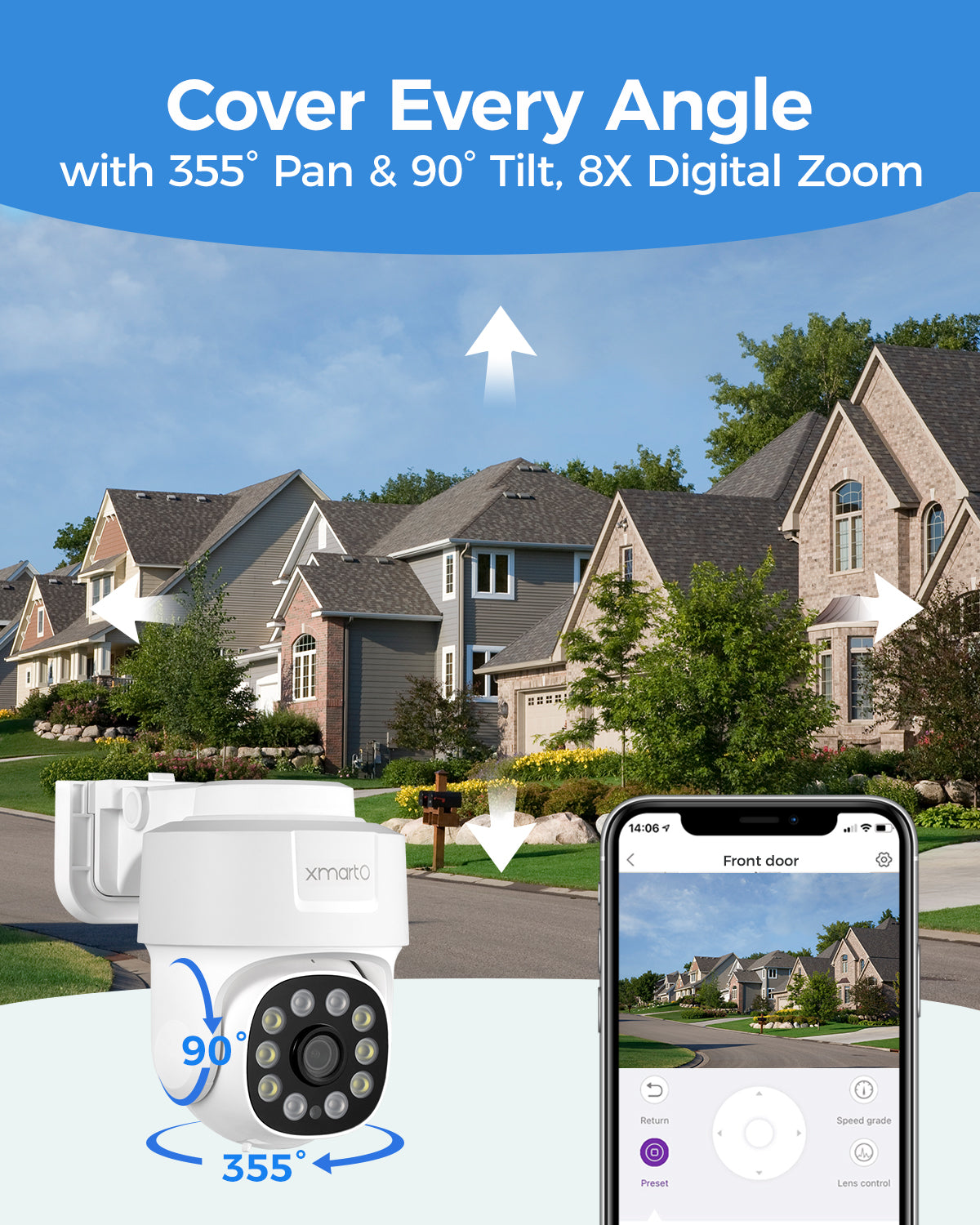 XMARTO 4K UHD Pan Tilt Security Camera System, 4pcs H.265 PoE PTZ Came ...